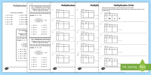 Grid Method Multiplication Worksheets - Maths Resources