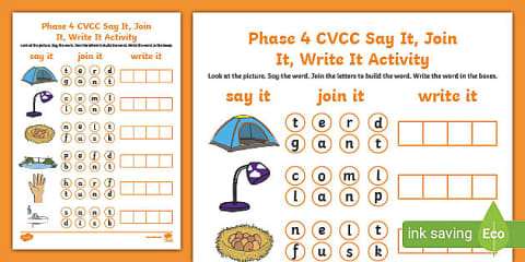Phase 4 Pictures and Captions Matching Worksheets - phase 4, phase four ...