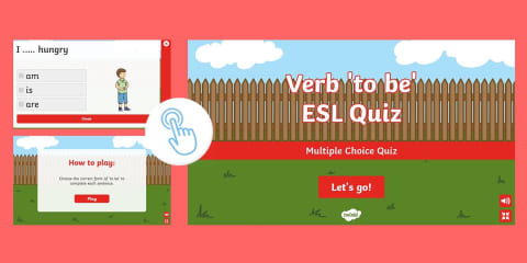 ESL Am Is Are Multiple Choice Game Quiz [Kids, A1]