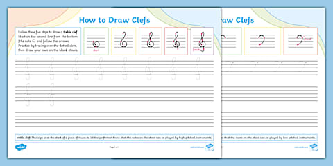 How To Draw a Treble Clef Activity
