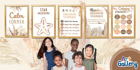 Boho Neutral Reading Corner Posters Pack