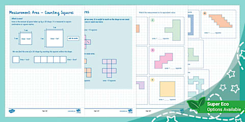 Calculate Area by Counting Squares Activity Pack for 3rd-5th Grade