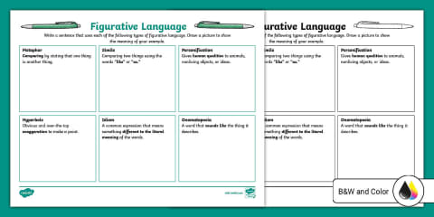 Sixth Grade Figurative Language Worksheet