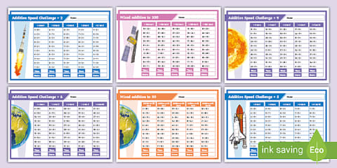 Addition and Subtraction Facts to 50 100 1000 Speed Test Worksheets