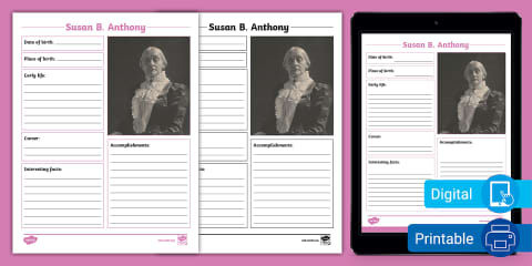 Sixth Grade Susan B. Anthony Reading Passage Comprehension Worksheet