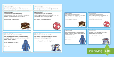 Profit and Loss Problem Solving Challenge Cards