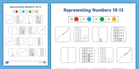 Ten-Frame Number Representations to 20 Worksheet
