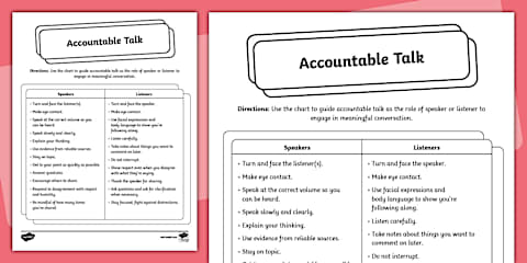 Accountable Talk | Resource Pack | Twinkl USA