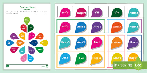 Contractions Matching Cards