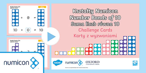 Numicon Shapes Number Bonds of 10 Challenge Cards PowerPoint Gaeilge