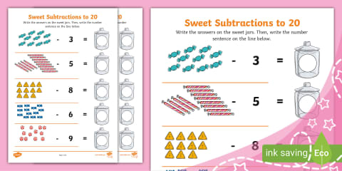 Rainforest-Themed Subtraction within 20 Worksheet