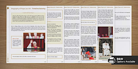 KS1 Pope Leo XIV Fact File and Quick Quiz