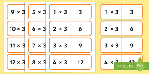3 Times Table Division Cards