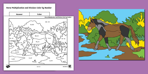Kentucky Derby Color by Addition and Subtraction Worksheet