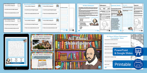 All About William Shakespeare PowerPoint & Google Slides for 3rd-5th Grade