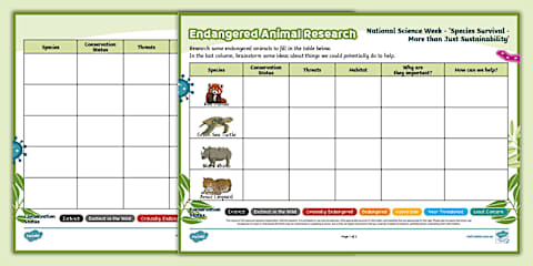 National Science Week - Species Survival Word Search