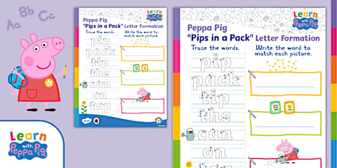 Peppa Pig: Number Matching to 5 Cut and Stick Worksheet
