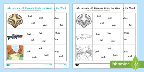 -ch Digraphs Cut and Paste Worksheet