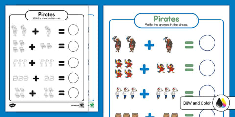 Pirate Themed Number Formation 1-10 Worksheet