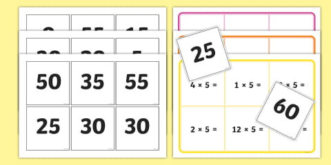 Multiplication Bingo 2, 3, 4, 5 and 10