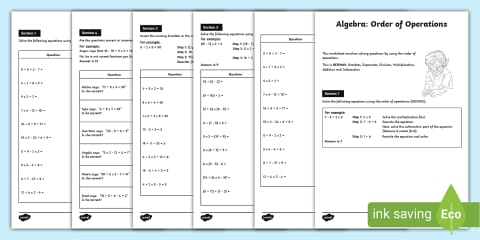 BEDMAS Order of Operations Differentiated Worksheets