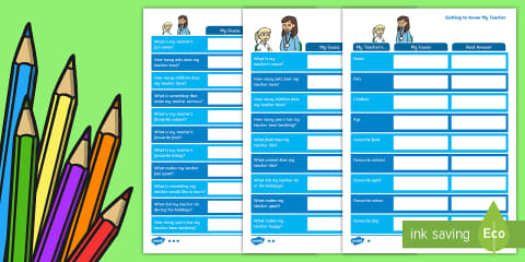 For My New Teacher Transition Booklet