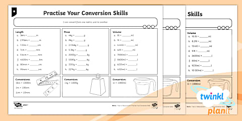 Maths Activity Sheet I Metric Units Conversion