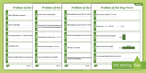 Fifth Grade Math Problem of the Day - March Activities