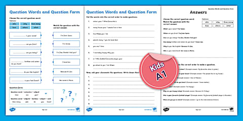 ESL Question Words Worksheet [Kids, A1]
