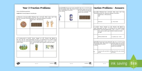 Fraction Word Problems Differentiated Worksheets