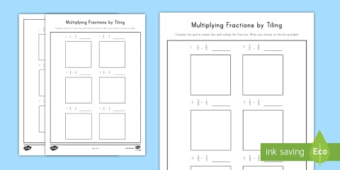 Multiplying Fractions by Tiling Worksheet for 3rd-5th Grade