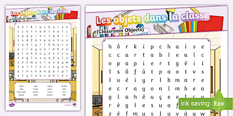 Classroom Objects Word Mat French
