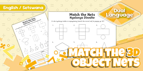Grade 7 Maths - Term 3 - Match the 3D Object Nets Worksheet - Sesotho ...