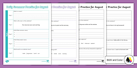 Third Grade Daily Grammar Practice for August PowerPoint & Google Slides