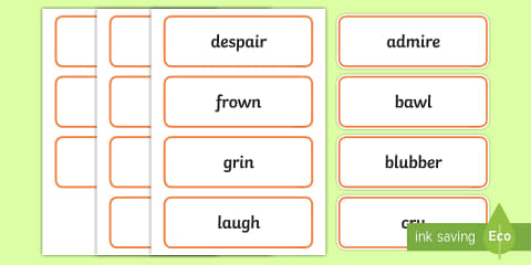 Emotion Verbs Word Cards