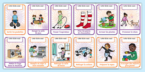Les Tâches Ménagères: Household Tasks Vocabulary Sheet