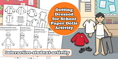 Dress for the Seasons Paper Doll Cut and Paste Activity