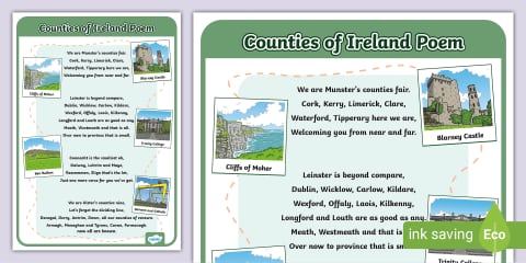 Provinces and Counties of Ireland Display Poster