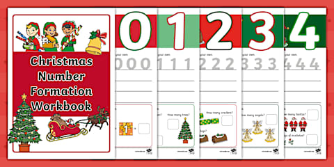 유치원생을 위한 크리스마스 숫자 세기 워크북 Christmas Number Counting Workbook for ...