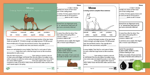 Moose Facts Worksheet