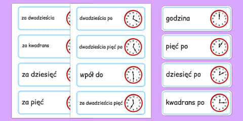 Time Word Cards Polish Translation - polish, Time, Display, Word card ...