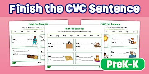 All About CVC Words Activity Booklet for PreK-K