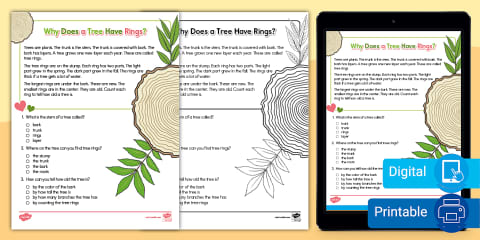 Fifth Grade Arbor Day Reading Passage Comprehension Worksheet