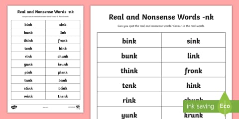 Find and Write the nk Words Differentiated Worksheet