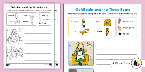 Goldilocks and the Three Bears Word and Picture Matching Worksheet