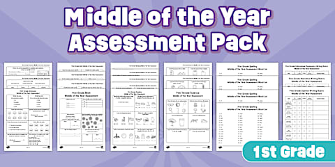 First Grade Full Year Assessment Bundle | ELA & Math Review