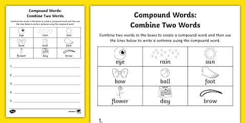 Compound Word Matching Activity Sheet