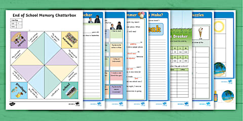 End of School Memory Game Worksheet
