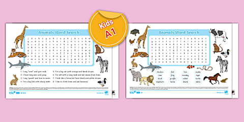 ESL Farm Animals Word Search [Kids, A1]