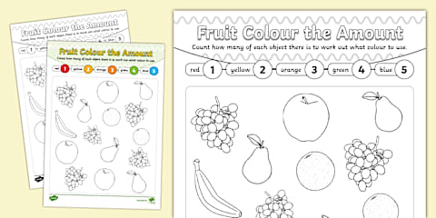 Fruit Colour and Count Worksheet